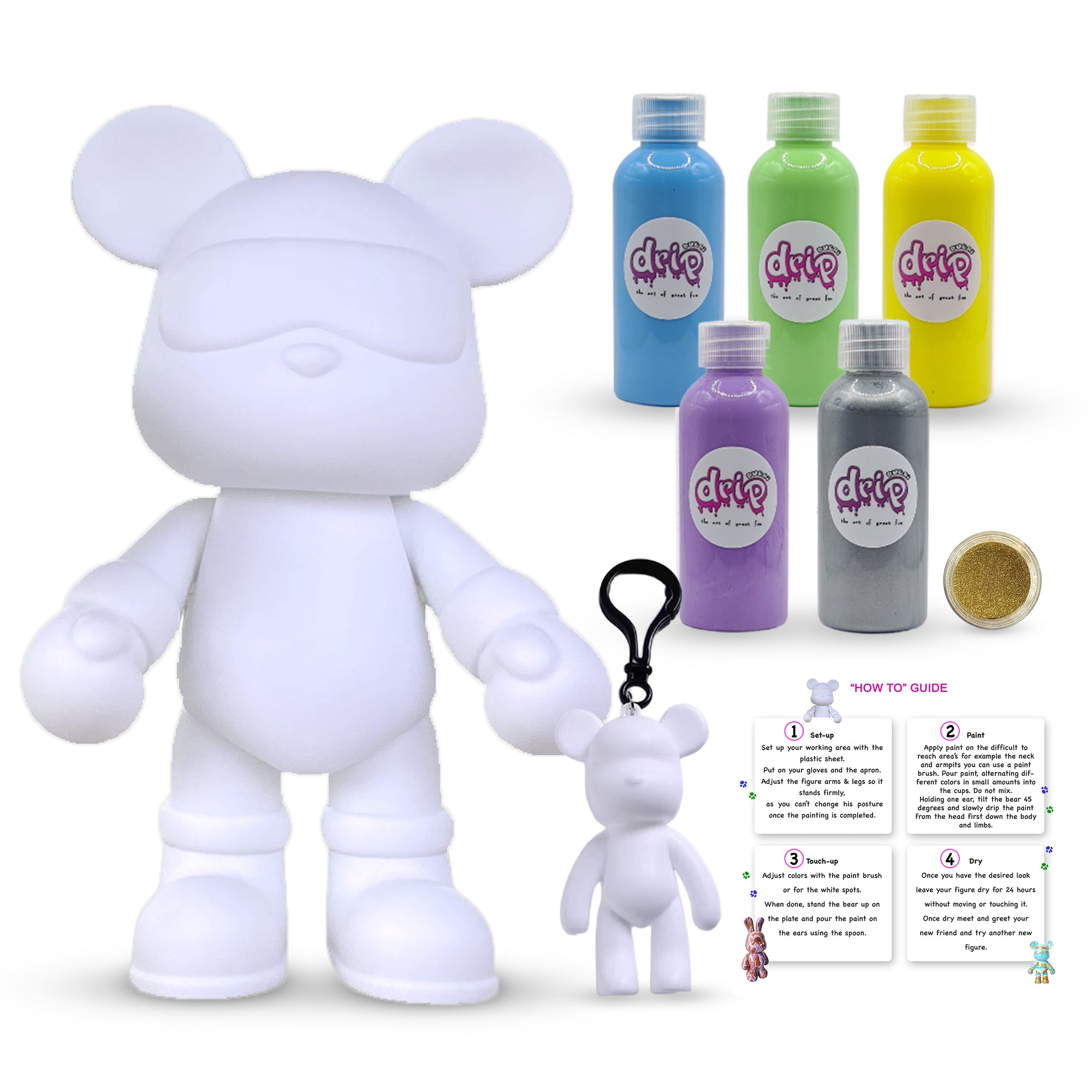 DIY Cool Bear Piggy Bank Kit 33 cm – Aurora Glow | Dubai Drip Art